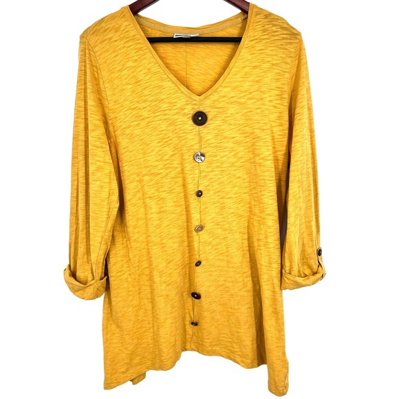 JM Collection | Tops | Jm Collection Sz Large Mustard Yellow Long ...